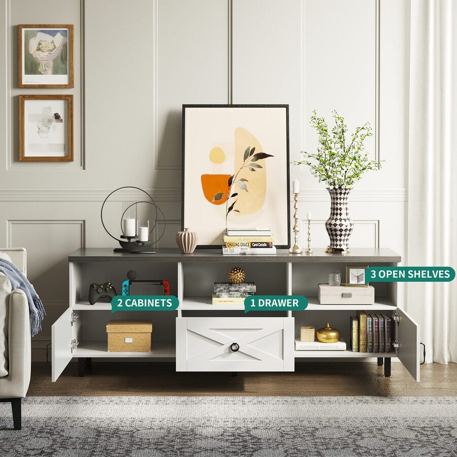 65" Sideboard Buffet Storage Cabinet Entryway Console Cabinet With Barn ...