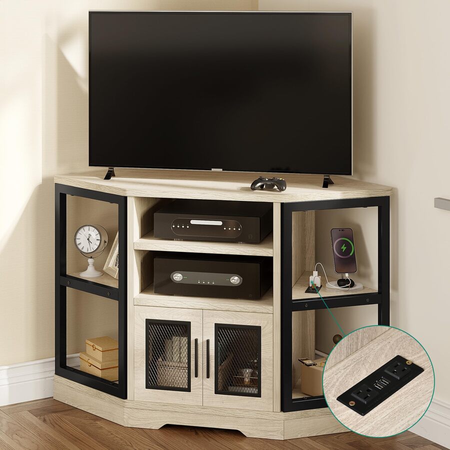 YITAHOME Corner TV Stand for TVs up to 55 Inch with Power Outlet ...