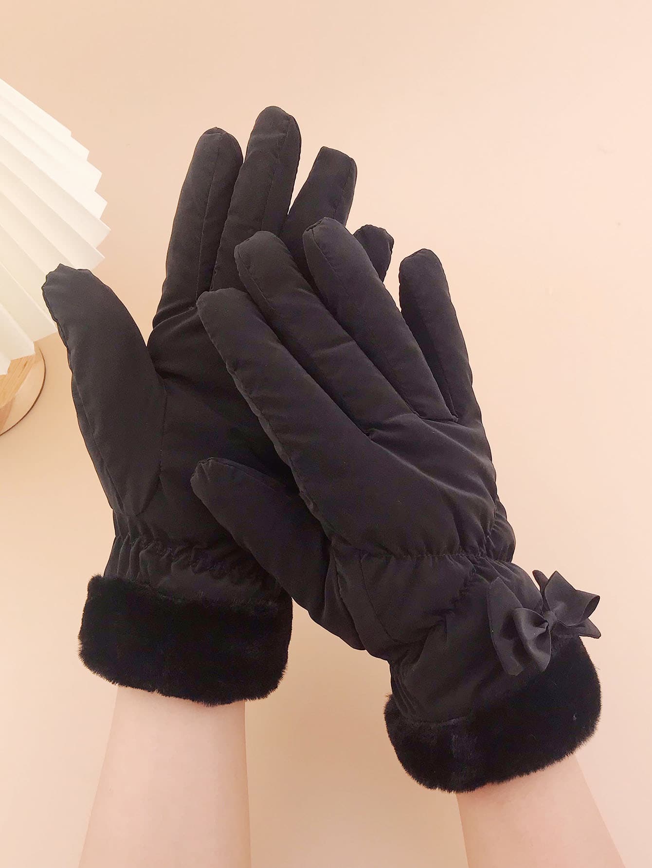 1 para Damskie Czarny Modny Dekoracja kokardy Zagęszczony Pluszowy ...