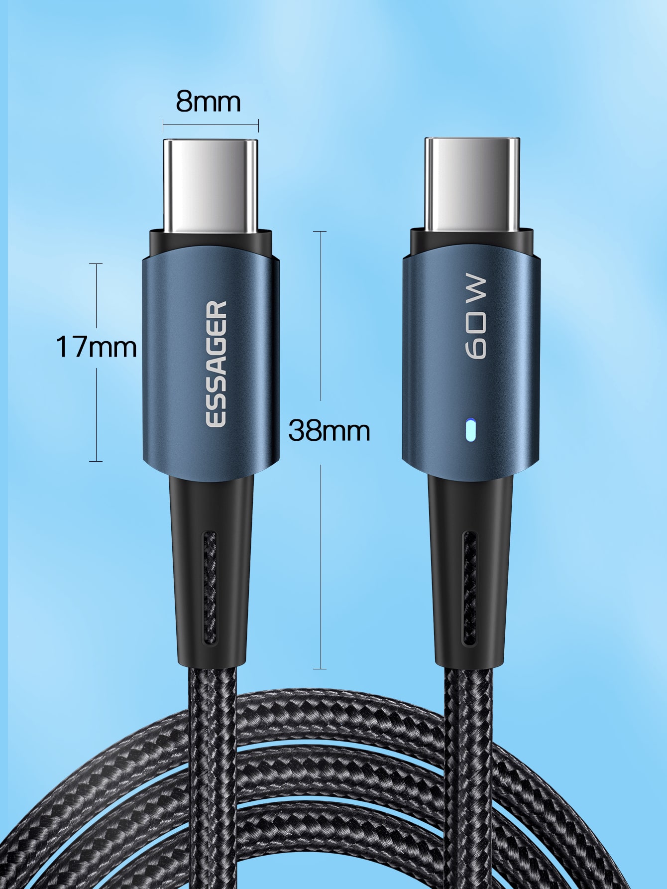 ESSAGER Essager USB C Cable 60W PD QC 4.0 3.0 USB Type C Cable Fast ...