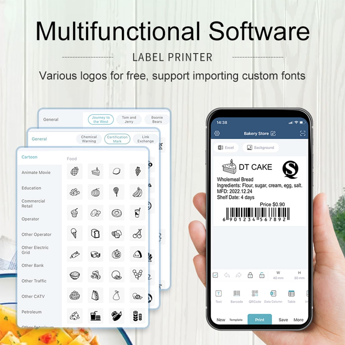 DETONGER DP26 Blue Portable Label Printer Wireless Use for Home ...
