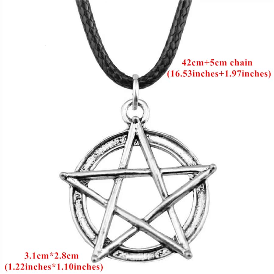 Fashion Antique Silver Color Star Pentagram Pendant Leather Rope Chain ...