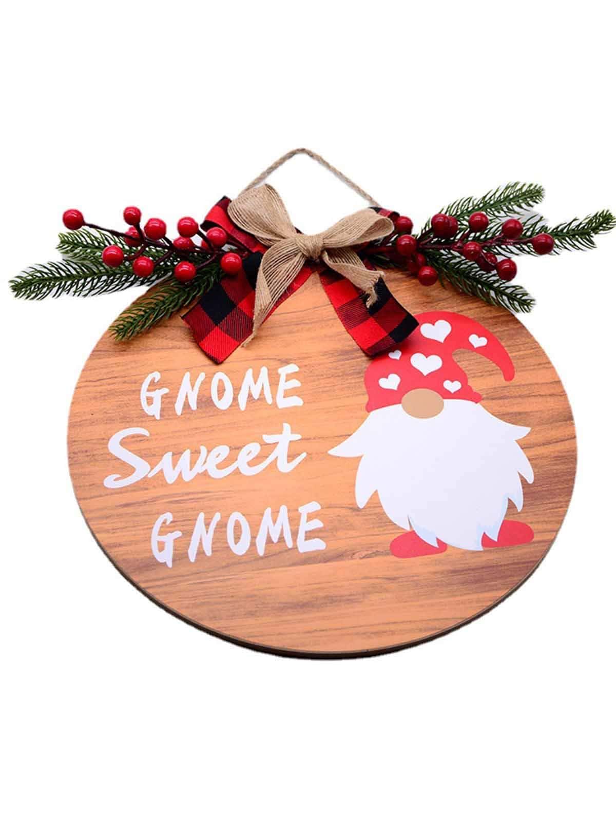 12 Inches Gnome Sweet Gnome Sign Wooden Seasonal Gnome Door Hanger ...