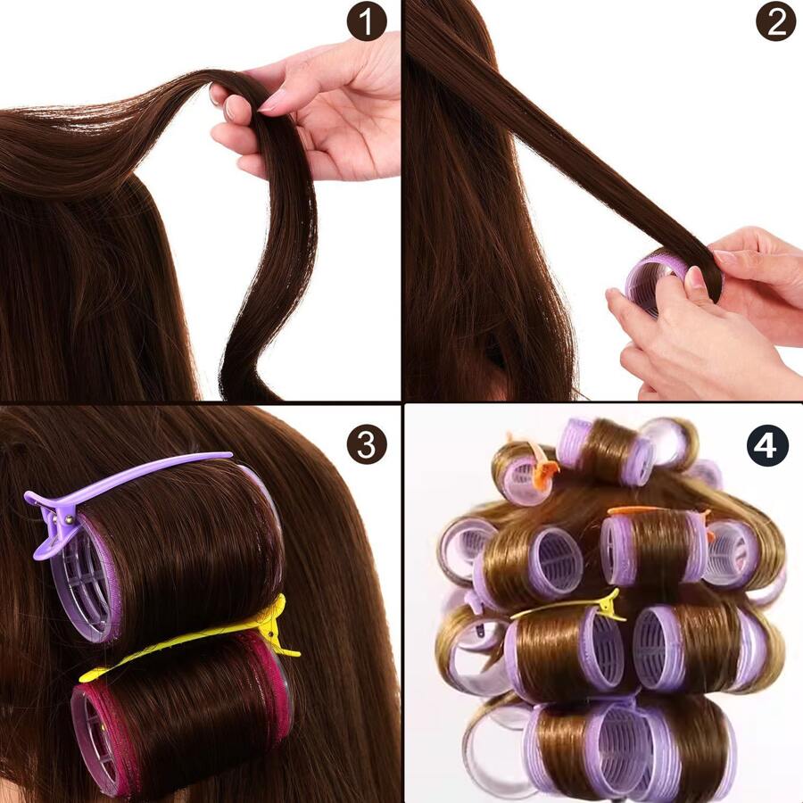 36pcs Random Color Self Grip Hair Rollers Set with Organize Bag No Heat ...