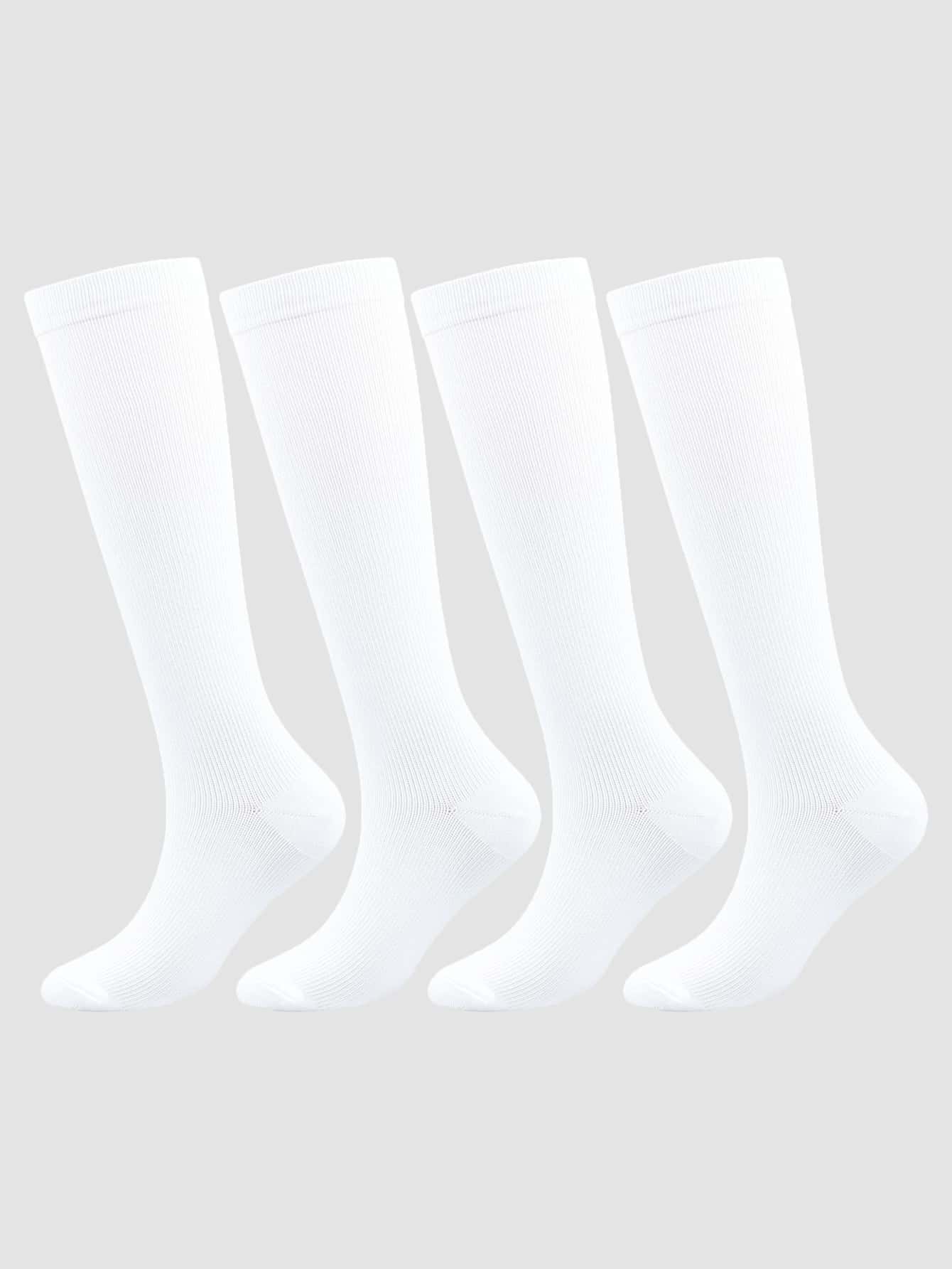 4 Pairs Solid Color Sport Compression Socks, Knee High | SHEIN USA