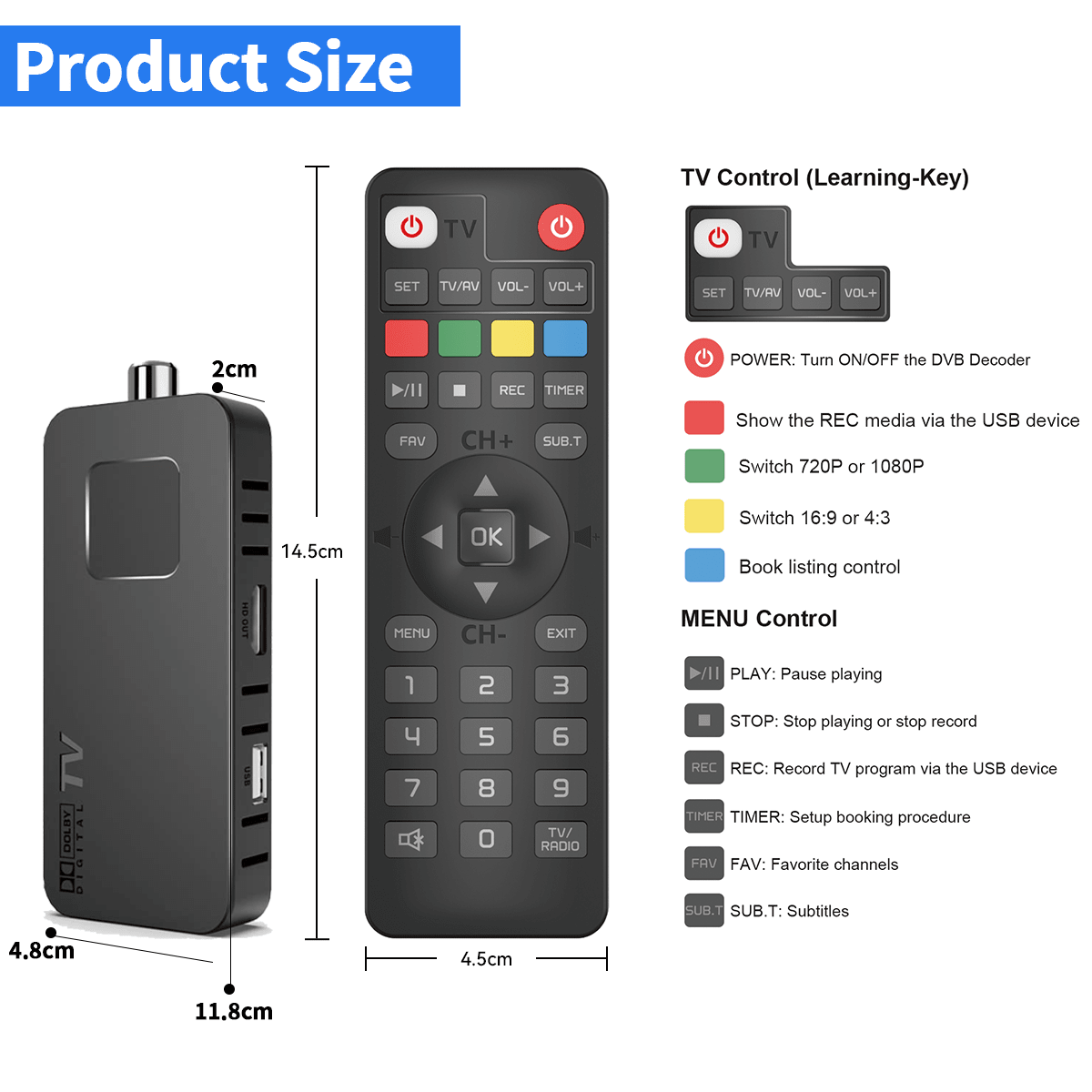 Ubisheng Decoder DVB-T2 Digital Terrestrial Receiver Mini Stick HDMI ...