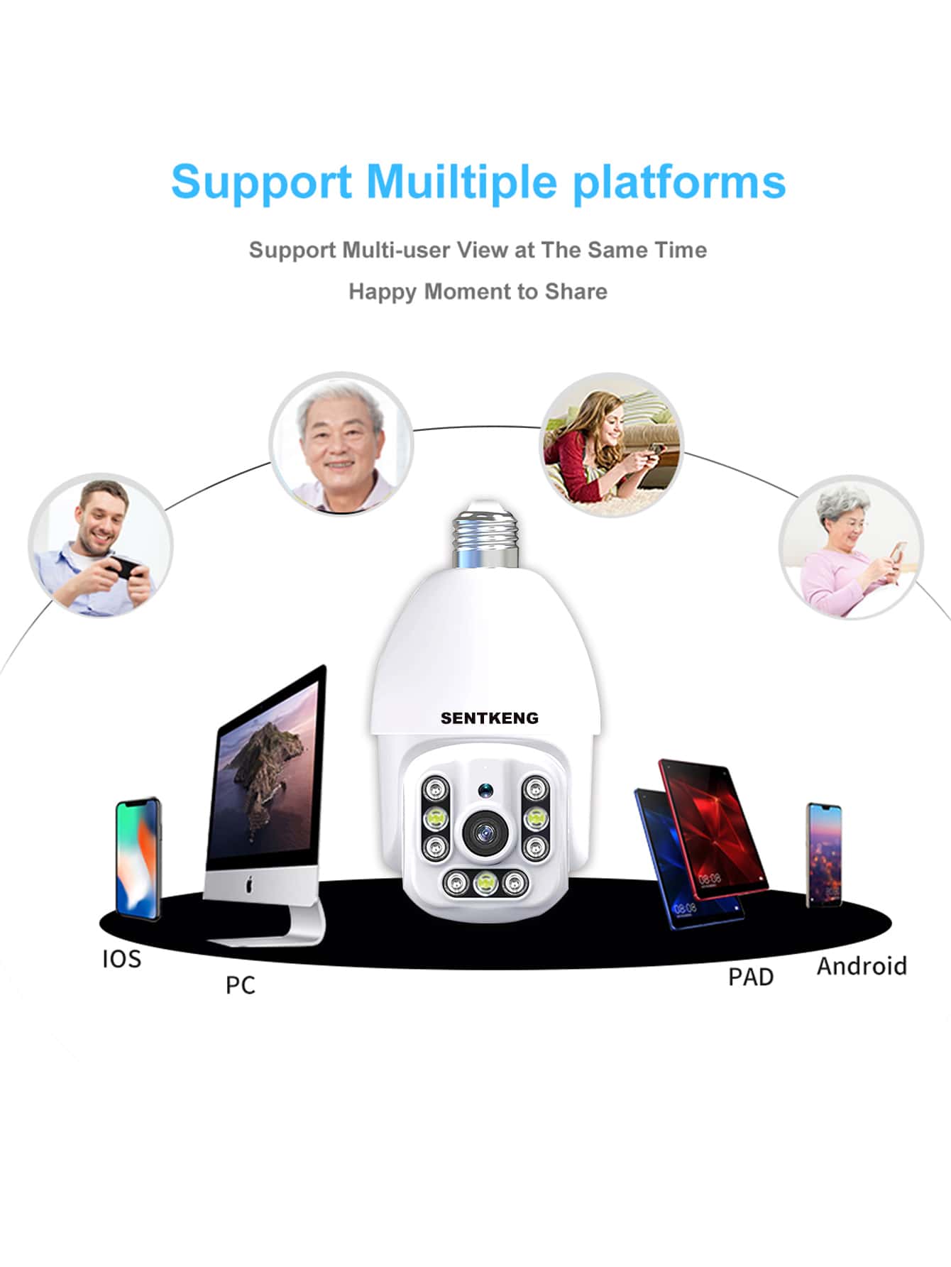 1pc Bulb-shaped Ip66 Waterproof Indoor/outdoor Security Camera, 355 ...