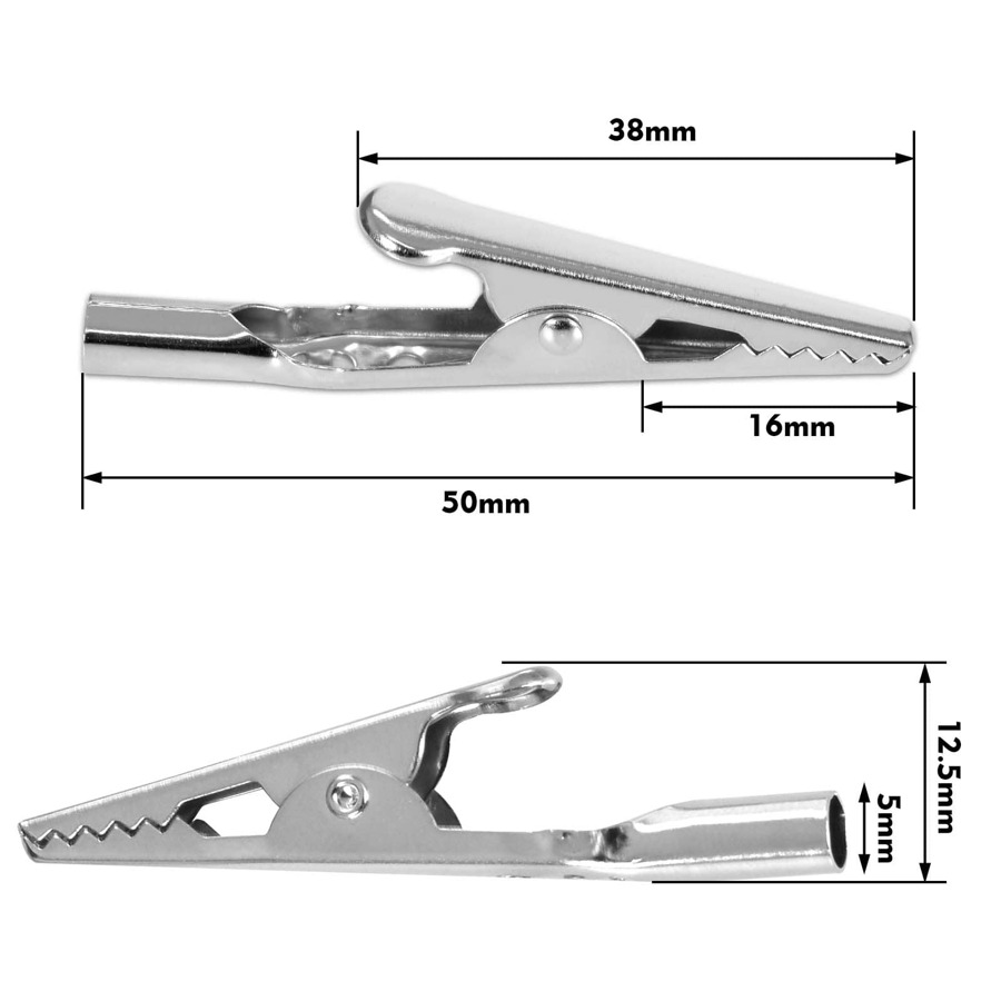 Pack of 60 Alligator Clips, 50 mm Metal Crocodile Clips, Grip Clamps ...
