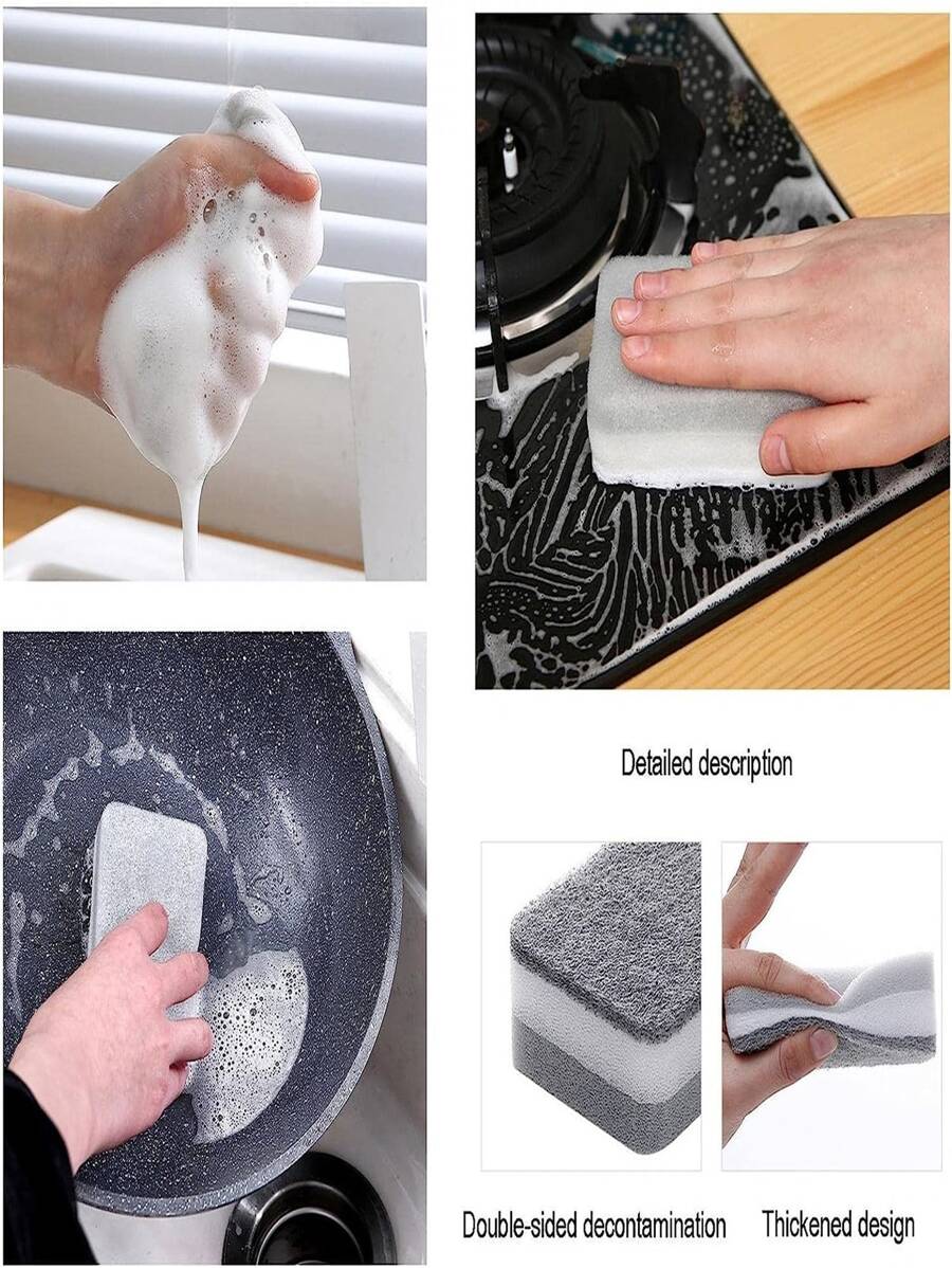 10Pcs Heavy Duty Scrub Sponges, Dual-Sided Dishwashing Sponge for ...