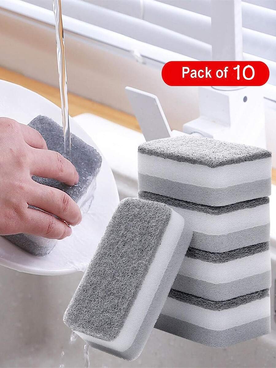 10Pcs Heavy Duty Scrub Sponges, Dual-Sided Dishwashing Sponge for ...