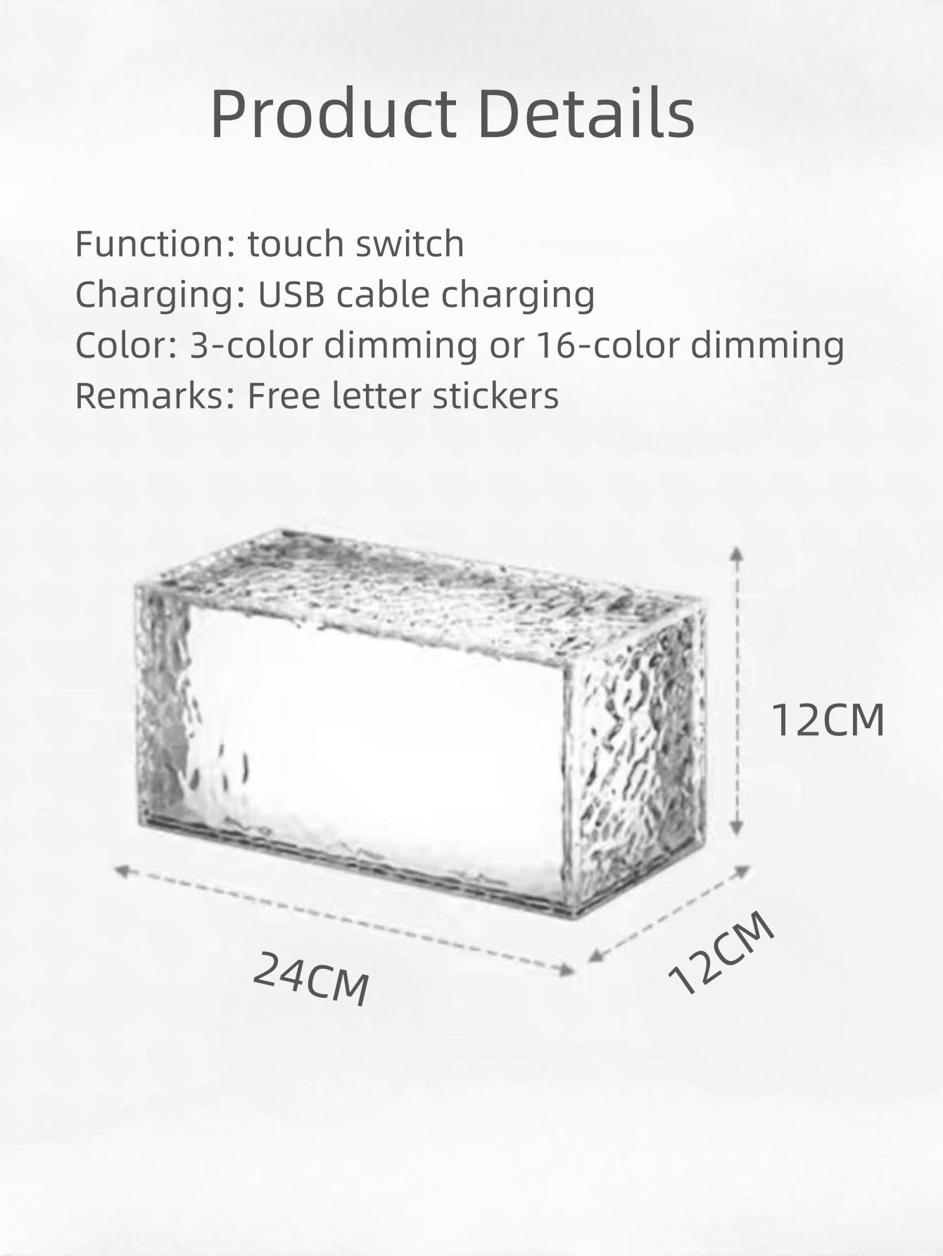 1pc Led Ice Block Lamp, Rechargeable With 3 Color & 16 Color Light ...