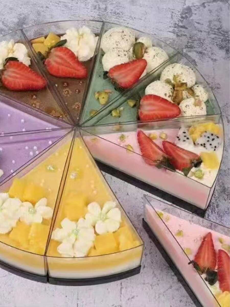 10pcs/set Triangle Mousse Container With Lid, Pudding Dessert Packaging ...