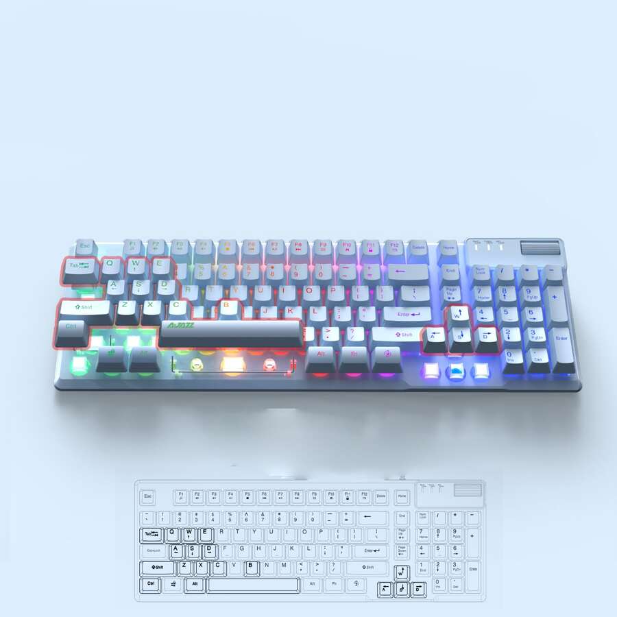 AJAZZ AJAZZ AF981 Gaming Keyboard Tea Axis Mechanical Feel Keyboard 19 ...