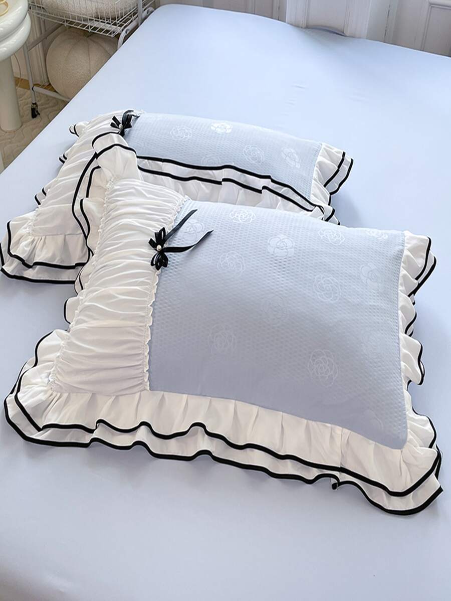 4pcs Princess-style Washed Creased Lace Bedding Set | SHEIN USA