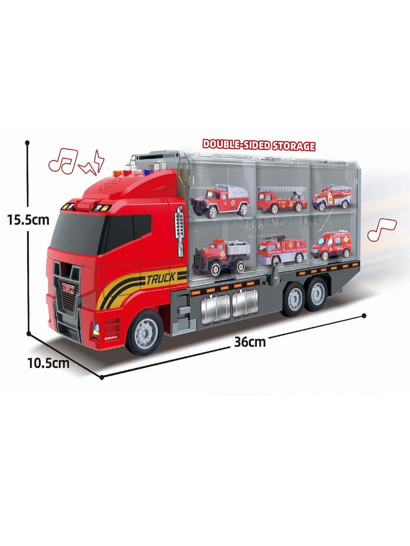Fire Truck Big Container Carrier Toy With 6 Small Alloy Fire Trucks ...