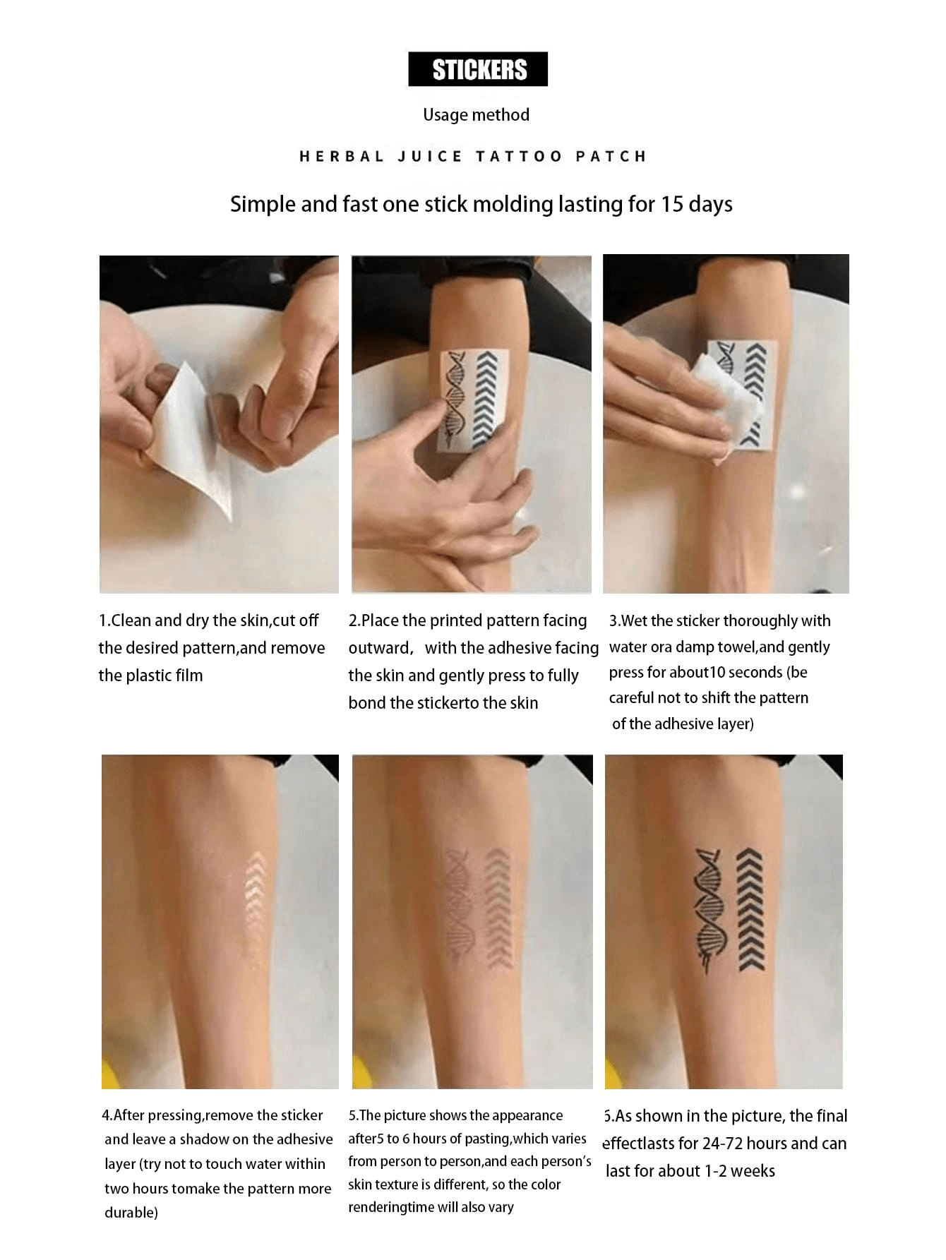 1 Sheet Pvc Waterproof, Sweat-proof Temporary Tattoo That Lasts 7-14 ...