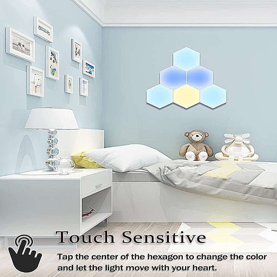 Hexagon Lights With Remote, Smart DIY Hexagon Wall Lights, Dual Control ...