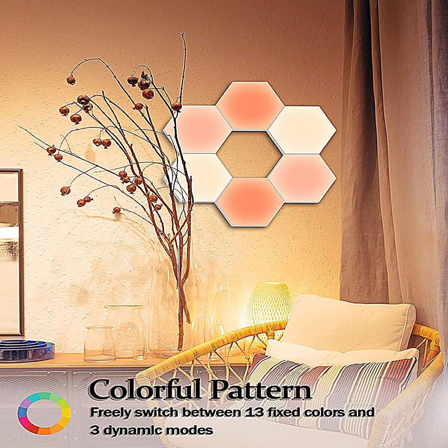 Hexagon Lights With Remote, Smart DIY Hexagon Wall Lights, Dual Control ...
