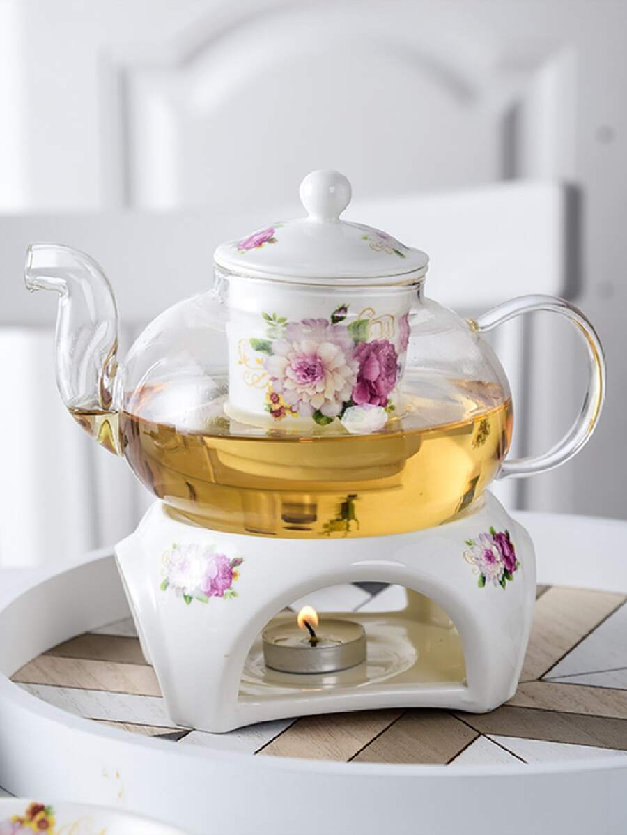 Flower Tea Set Glass Tea Pot Fruit-infused Strainer Teapot English ...