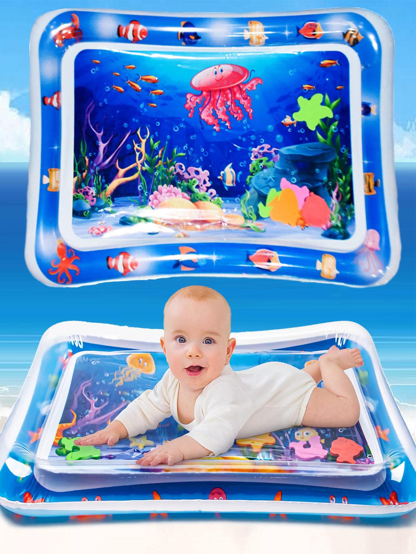 1PC Jellyfish Baby Water Pad Crawling Training Pat ,Baby Inflatable Pat ...