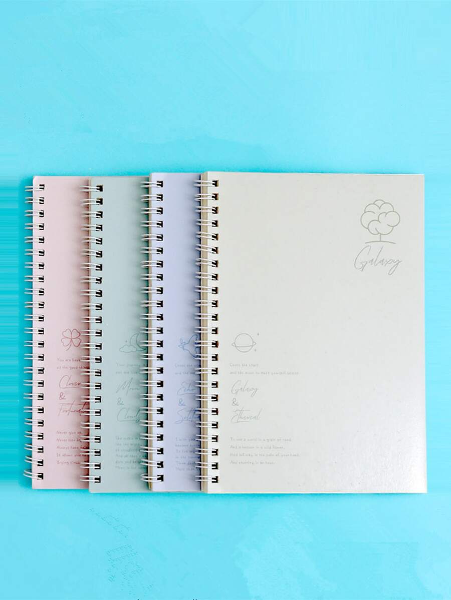 4pcs Spiral Notebook With Side Flipping, Lined Paper, Simple And Fresh ...