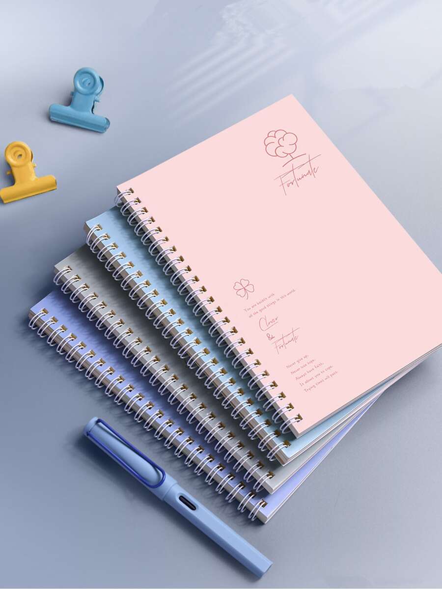 4pcs Spiral Notebook With Side Flipping, Lined Paper, Simple And Fresh ...