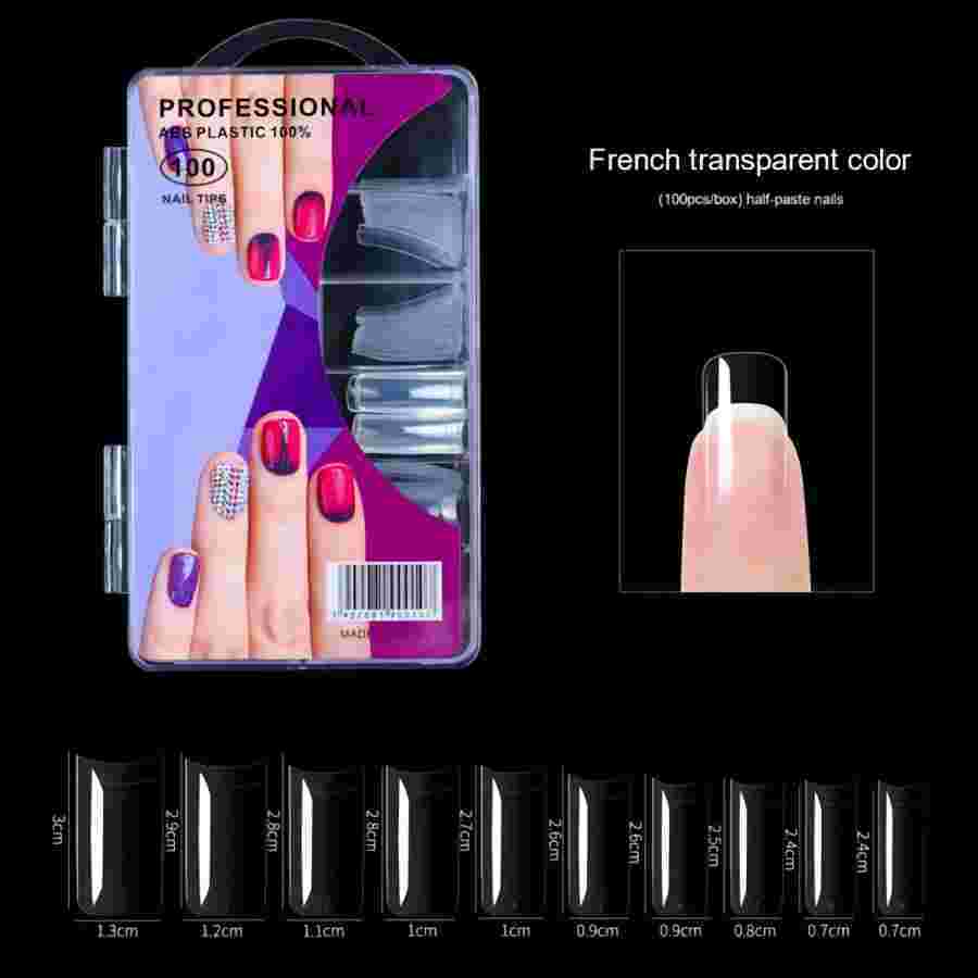 100pcs/plastic Box Armor Style Artificial Nails With Multiple Types ...
