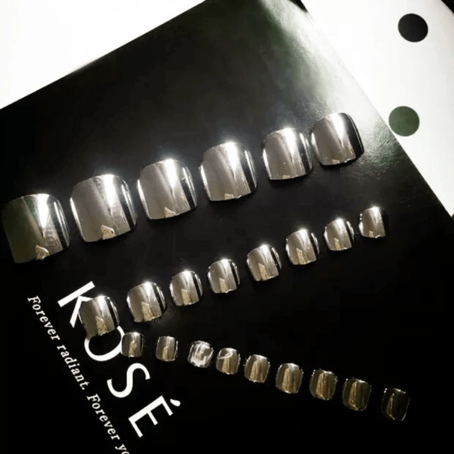 Box Of 24pcs Short Metallic Silver Toe Nail Art Patch, Punk Style ...