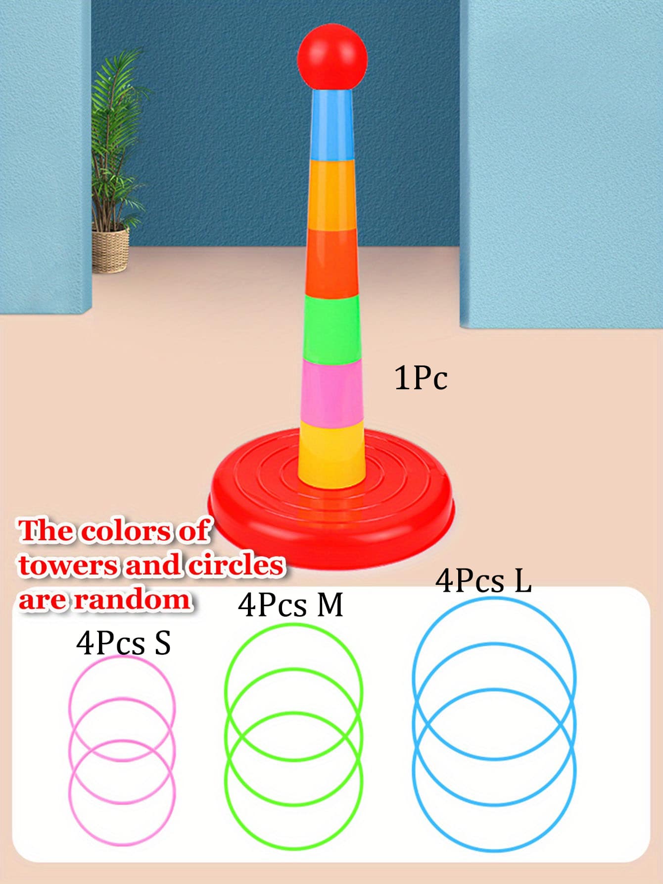 1set Parent-child Interactive Throwing Sleeve, Ring Ring Sleeve, Tower ...