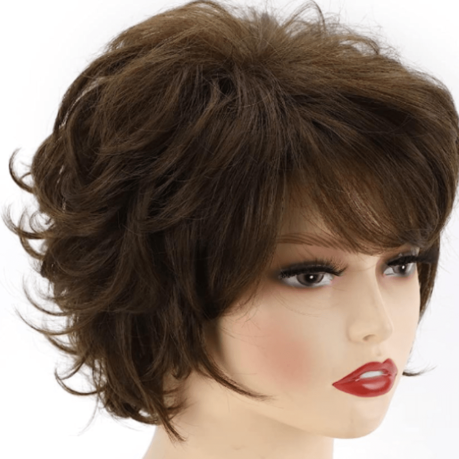 Synthetic Fiber High Temperature Wire Wig, Brown And Fluffy, Women's ...