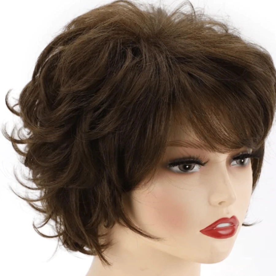 Synthetic Fiber High Temperature Wire Wig, Brown And Fluffy, Women's ...