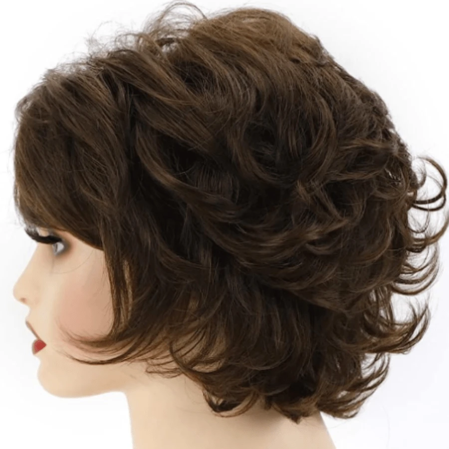 Synthetic Fiber High Temperature Wire Wig, Brown And Fluffy, Women's ...