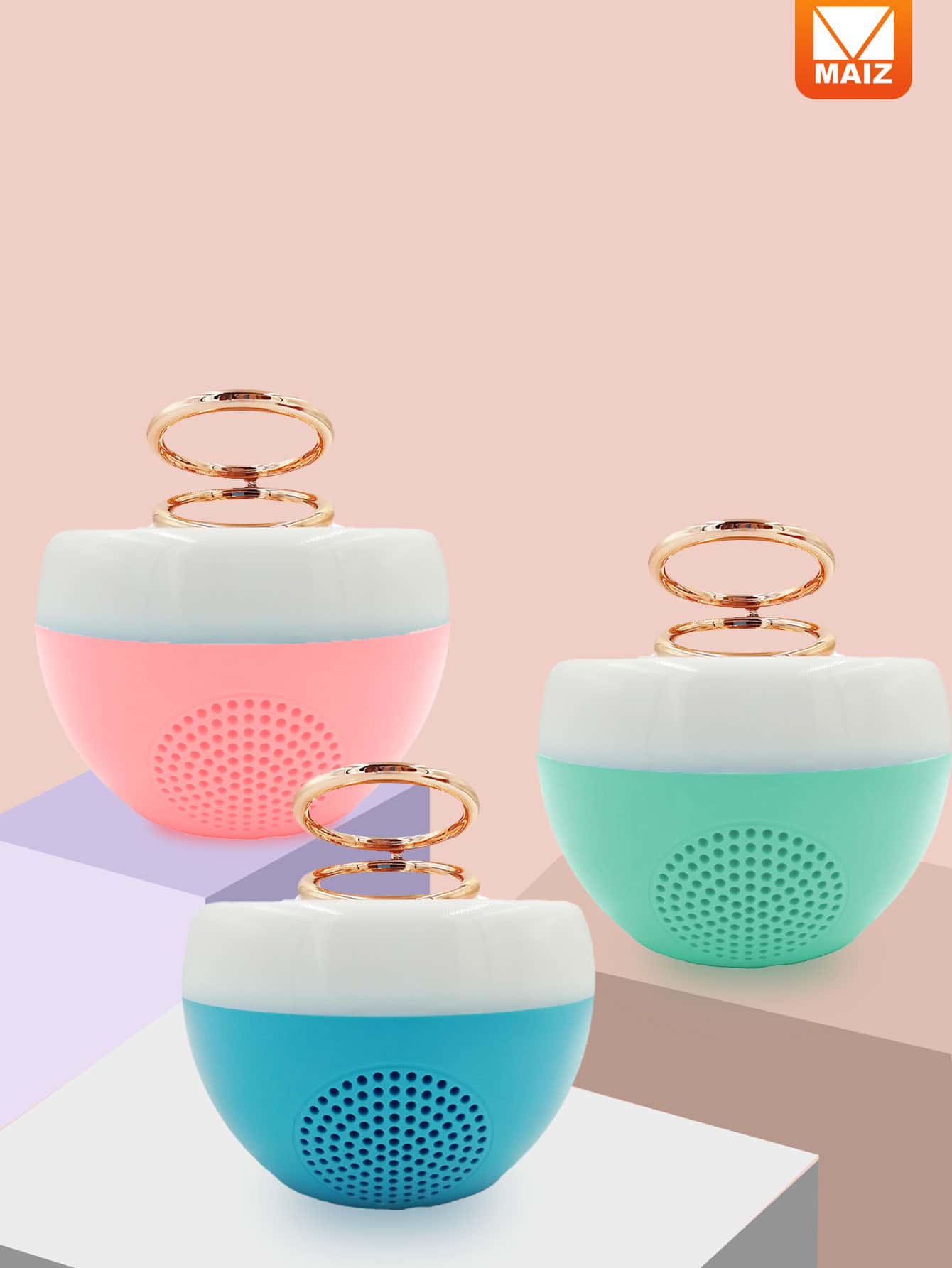 Removable And Rechargeable Rotating Ring Speaker FM Radio LED Light ...