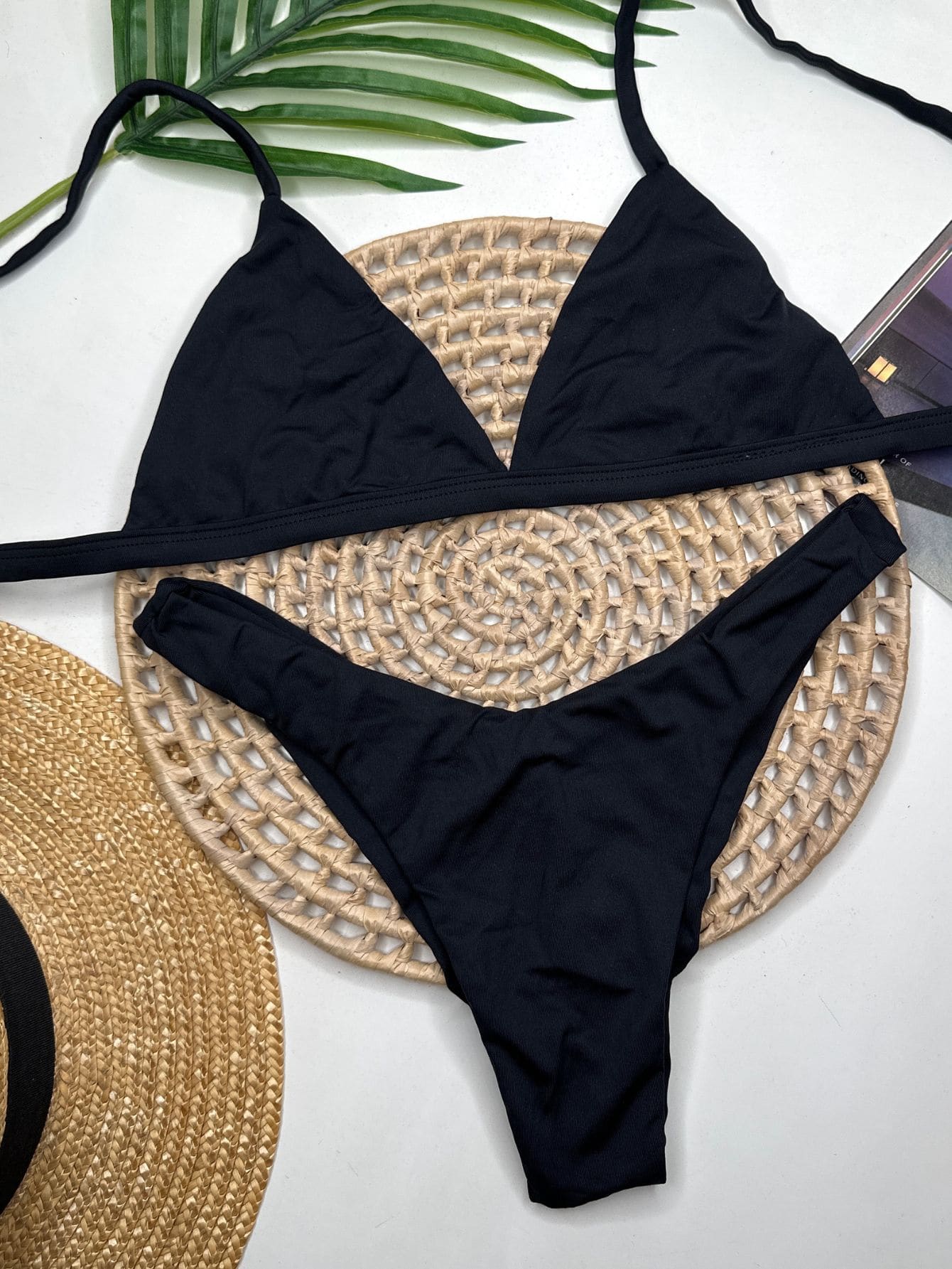 Conjunto Biquini Comfort Fio Duplo Preto Liso | SHEIN Brasil