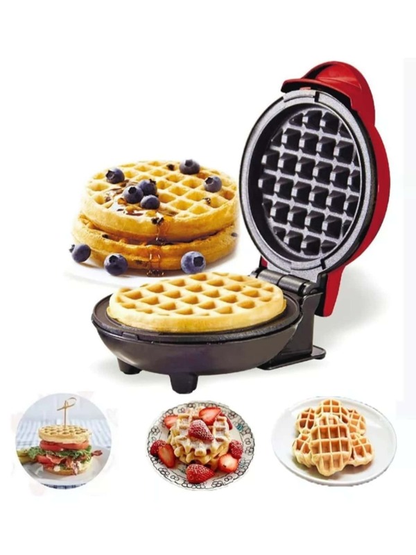 Mini Wafflera Eléctrica circular con Doble Planchas Antiadherentes ...