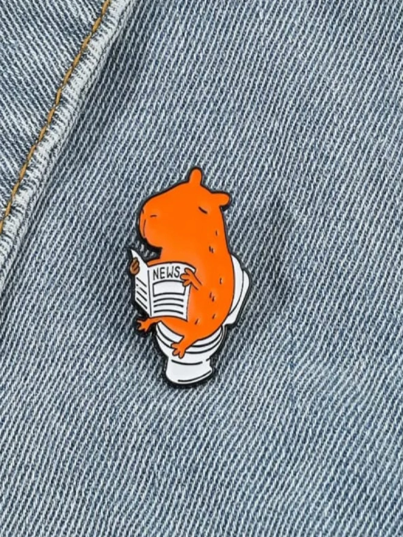 Capybara Reading Newspaper Brooch Anime Pin Metal Badge | SHEIN USA