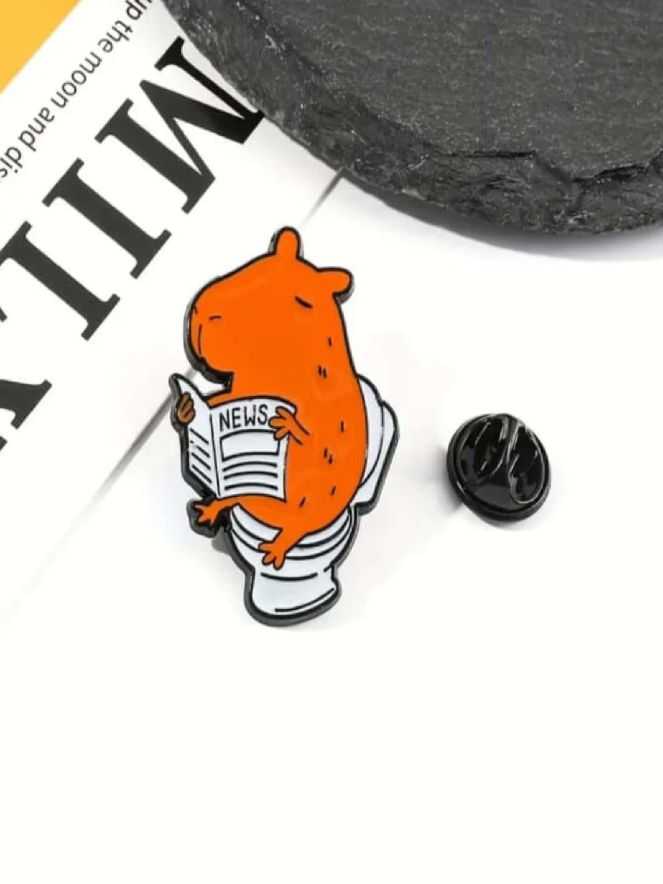 Capybara Reading Newspaper Brooch Anime Pin Metal Badge | SHEIN USA