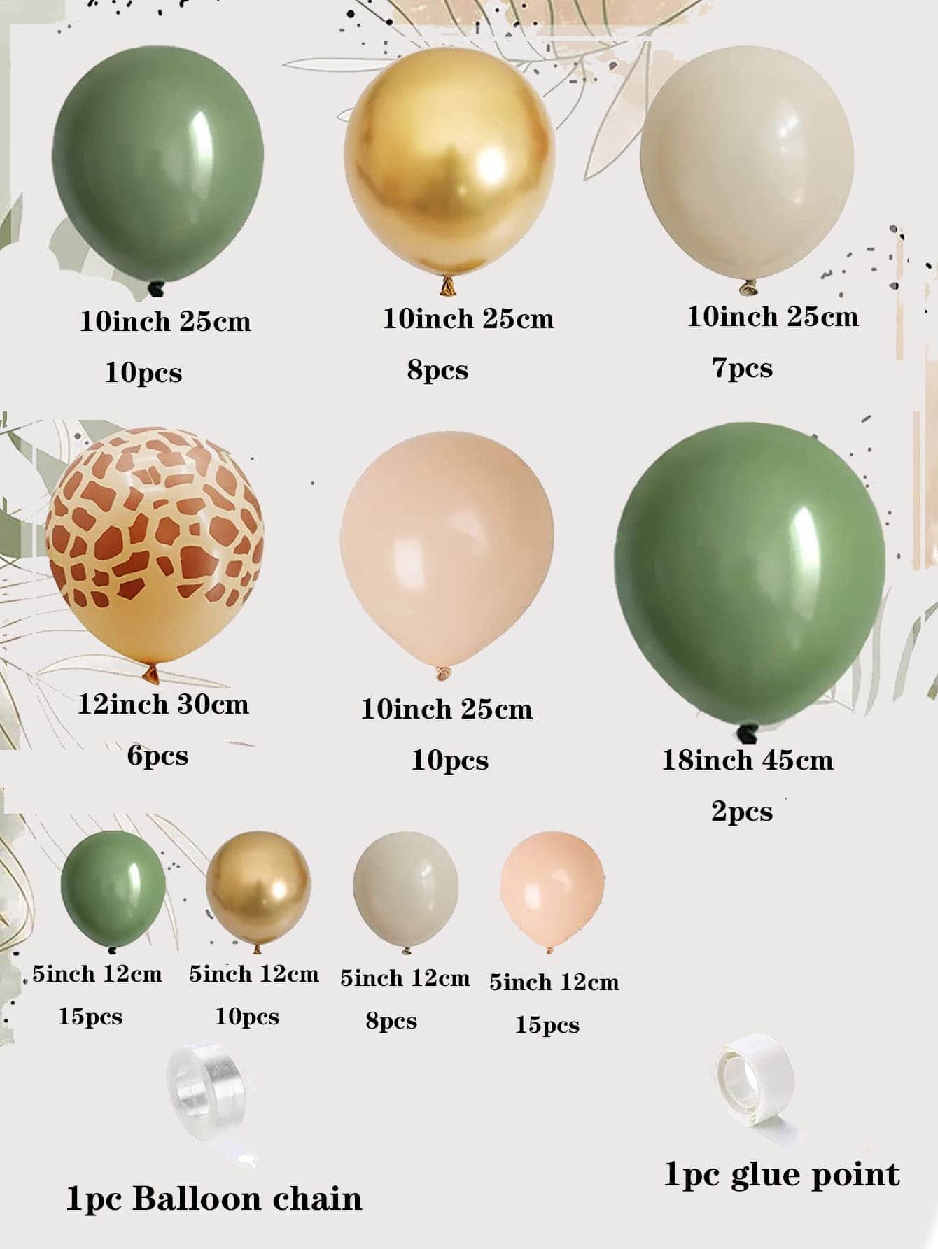 93 piezas/set guirnalda de globos de látex, arco de globo con patrón de ...