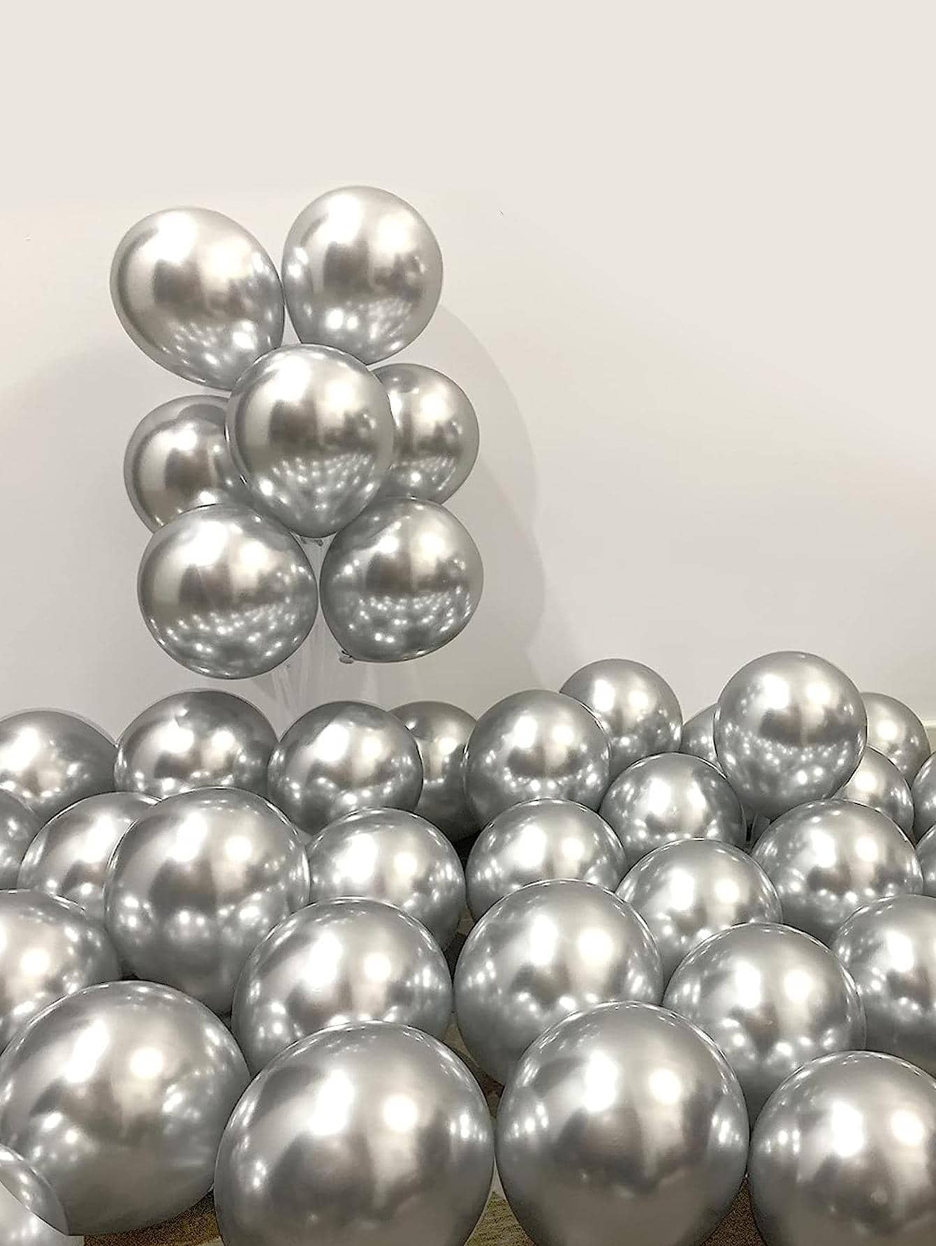 100pcs/pack Metallic Silver Balloon Set, 5 Inches Mini Shiny Balloons ...