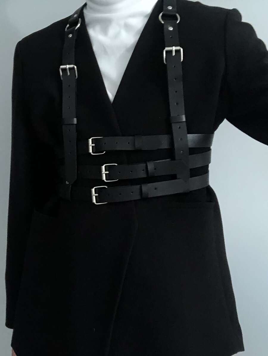 Sexy Men's Leather Harness Body Chest Half Harness Chest Punk Harness ...