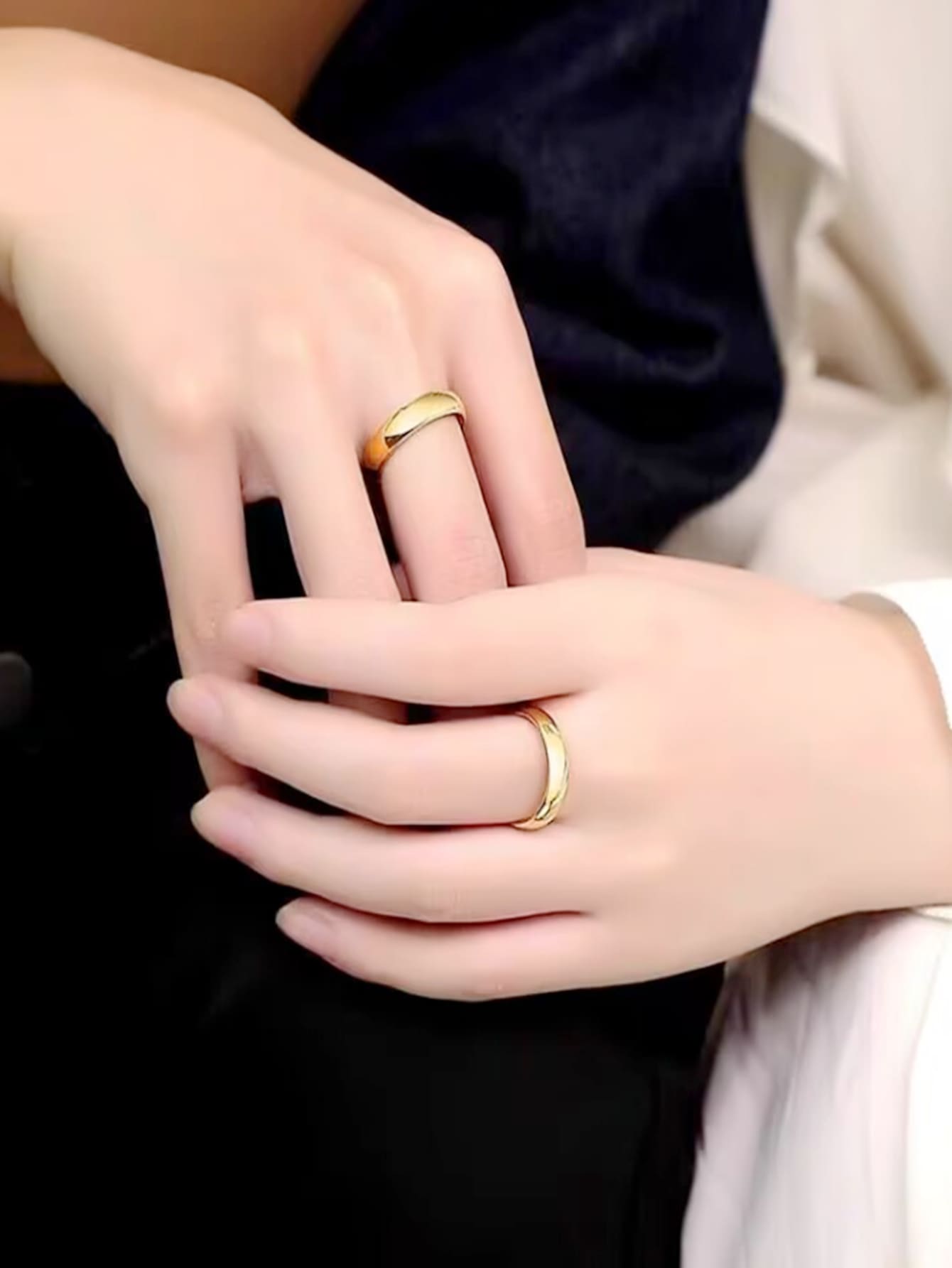 1pc Simple Titanium Steel Ring, Fashionable Curved Surface Sterling ...