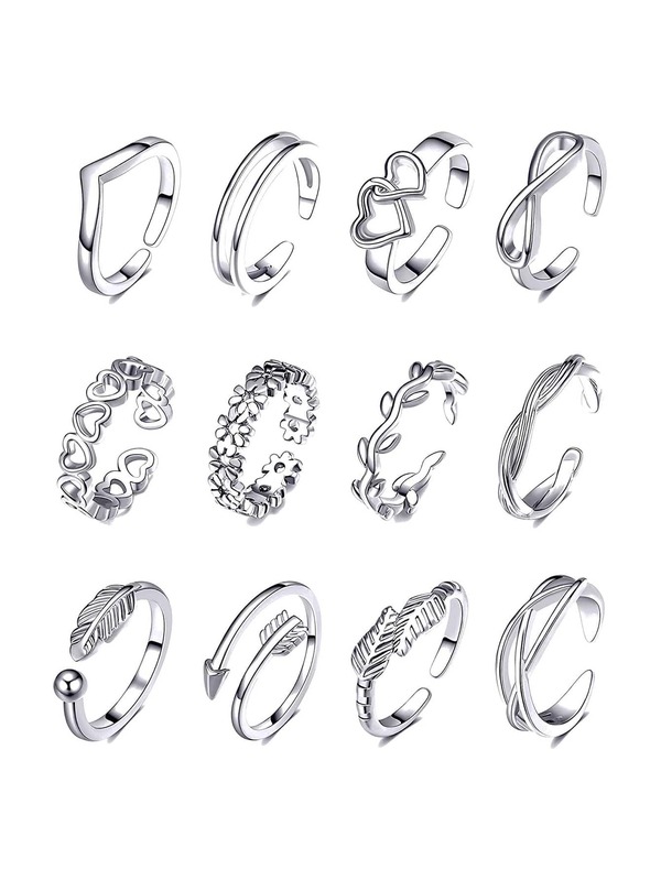 12pcs/set Women's Knuckle Ring Set, Including Arrow, Star, Moon Design ...