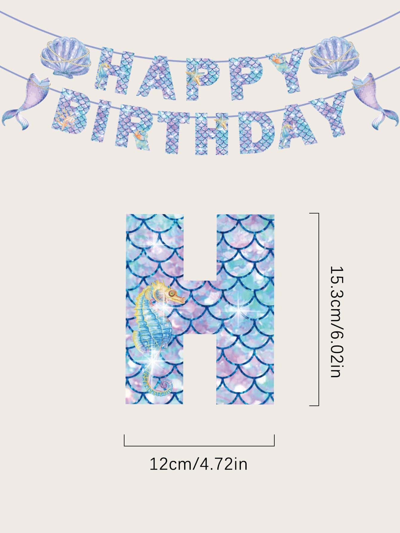 1pc Mermaid Themed Paper Pennant Banner Party Decoration For Ocean ...