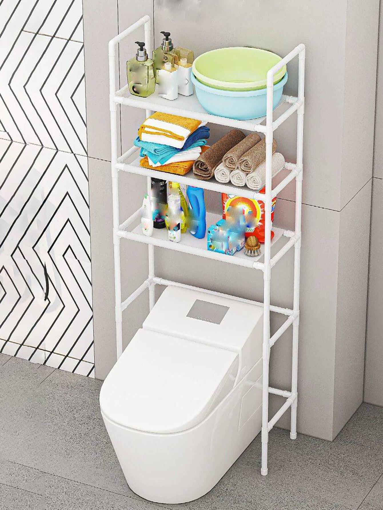 3-tier White Bathroom Storage Rack Freestanding Toilet Shelf | SHEIN USA