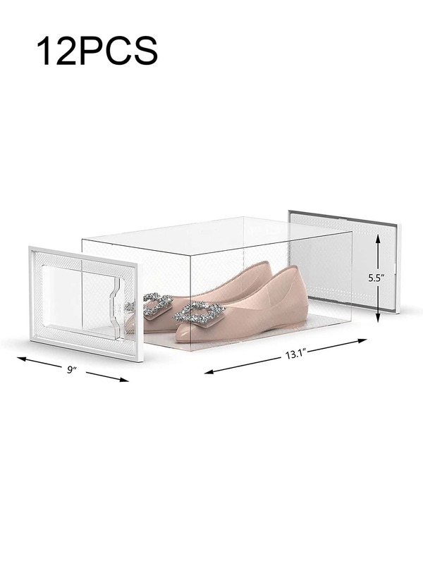 12 Packs Clear Shoe Boxes Stackable Shoe Storage Boxes with Lids, Shoe ...