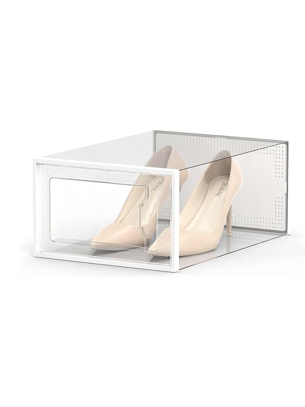 12 Packs Clear Shoe Boxes Stackable Shoe Storage Boxes with Lids, Shoe ...