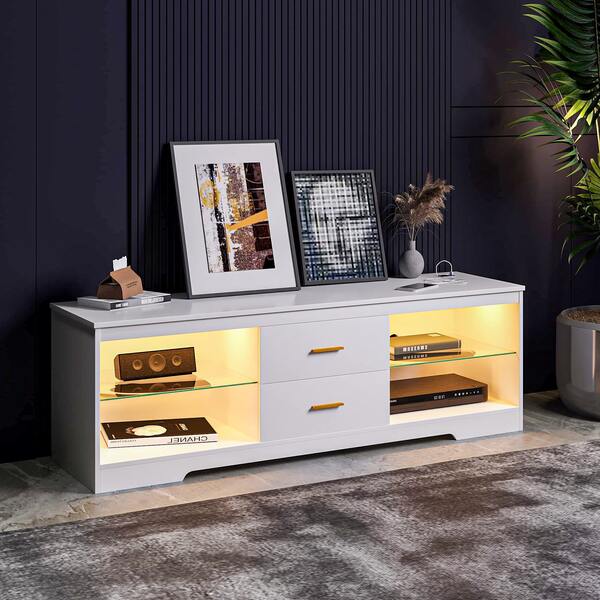 Modern TV Stand for 65 55 Inch TV with Sensor LED Lights, Gaming ...