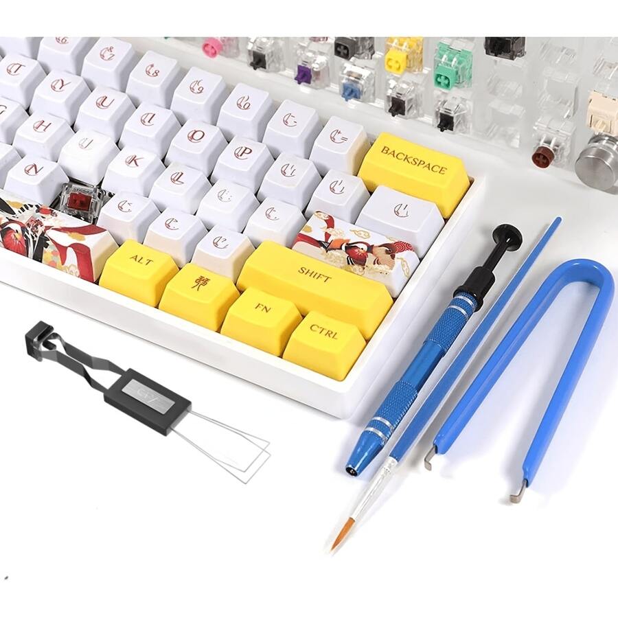4pcs Blue Mechanical Keyboard Switch Lube Station Kit With Switches And ...