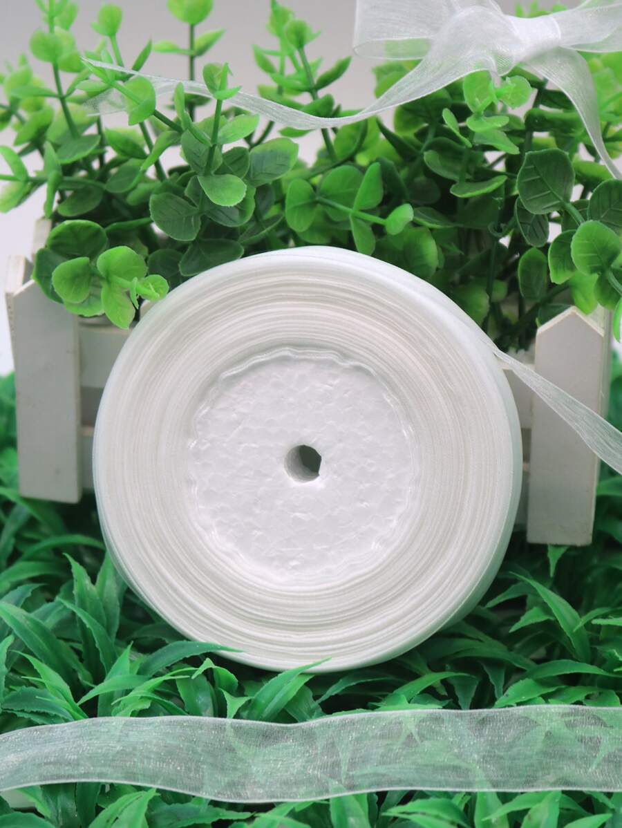 1pc 2cm Wide Polyester Woven Ribbon, Simple White Gift Wrapping & Diy ...