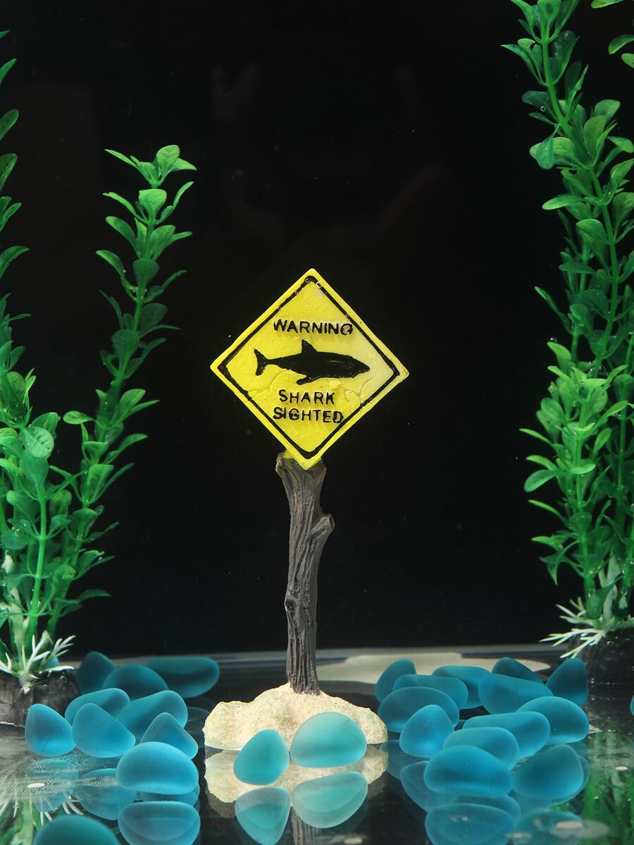 1pc Resin Warning Sign Craft Miniature Landscape Fish Tank Decoration ...